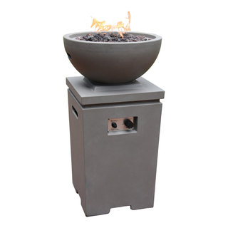 Modeno Exeter 28" H Column Light Grey Concrete Liquid Propane Fire Pit - Contemporary - Fire ...