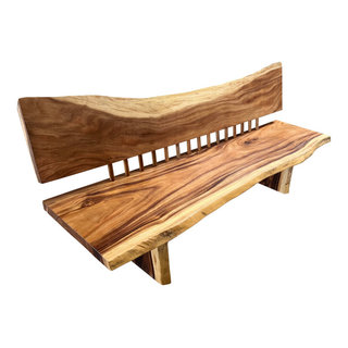 Live Edge Bench With Back - Rustic - Dining Benches - by Rustic Home ...