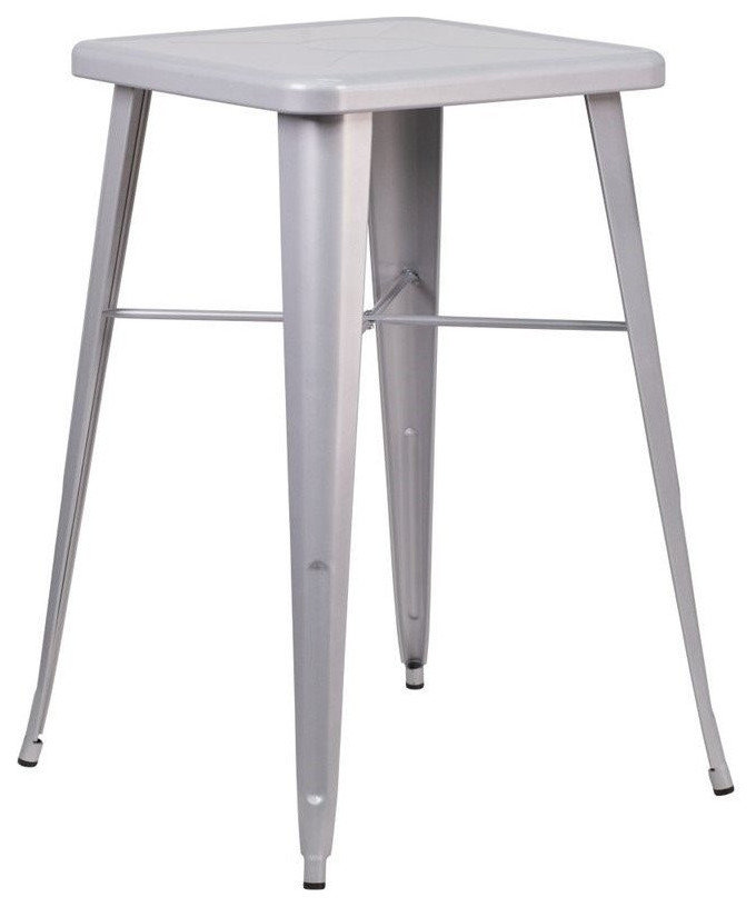 Flash Furniture 28" Square Metal Bar Table in Silver - Industrial ...