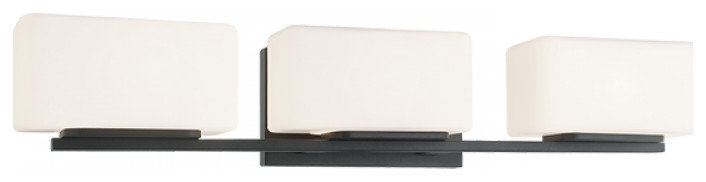 Chiclet Bath Vanity Light, 3-Light, Black, Matte Black, 25"W (S10803MB ...