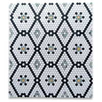 Thassos White Marble Hexagon Snowflake Mosaic Tile Black Green Gold, 1 ...