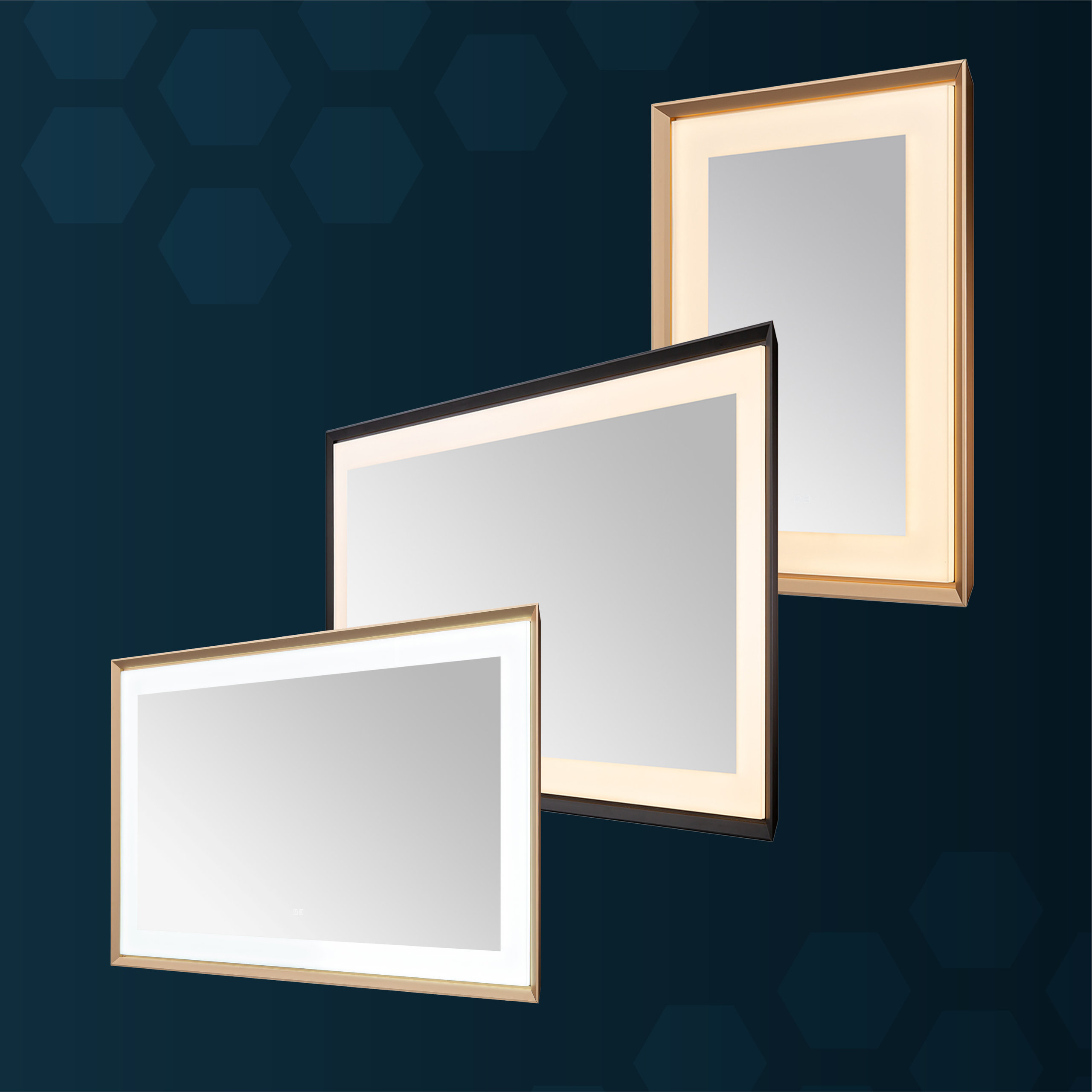 Madison LED Lighted Chamfer Frame Mirror, Defogger, Matte Black, 60"x36 ...