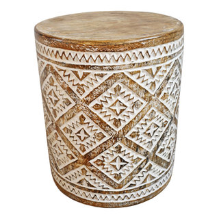 Java Carved Wood Side Table Stand - Southwestern - Side Tables And End ...