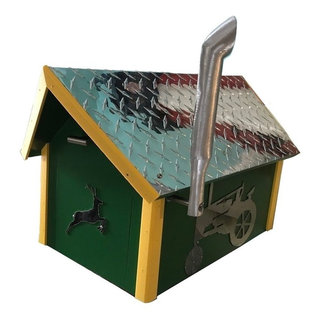 Country Farm Tractor Mailbox, Diamond Plate, Green, Yellow - Rustic ...