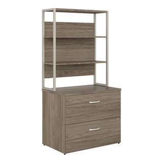 Hybrid Lateral File Cabinet with Shelves in White - Engineered Wood ...