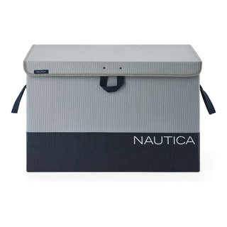 Nautica Folded Large Storage Trunk with Lid, Gray Block - Beach Style ...