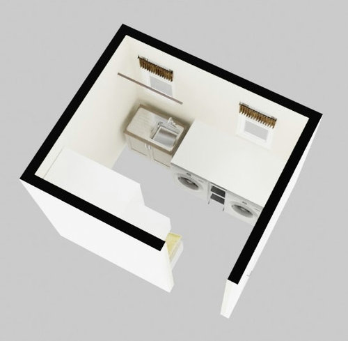 Laundry Room Layout and Kitchen Entry