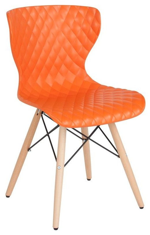 Bedford Contemporary Design Orange Plastic Chair with Wooden Legs ...
