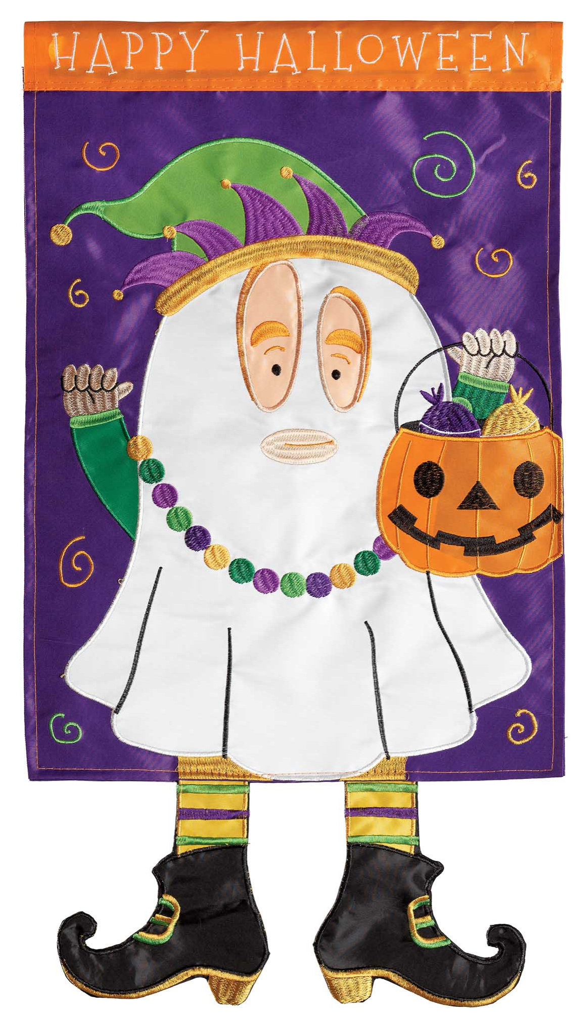 Mardi Gras Ghost Jester Flag, Garden - Traditional - Flags And ...