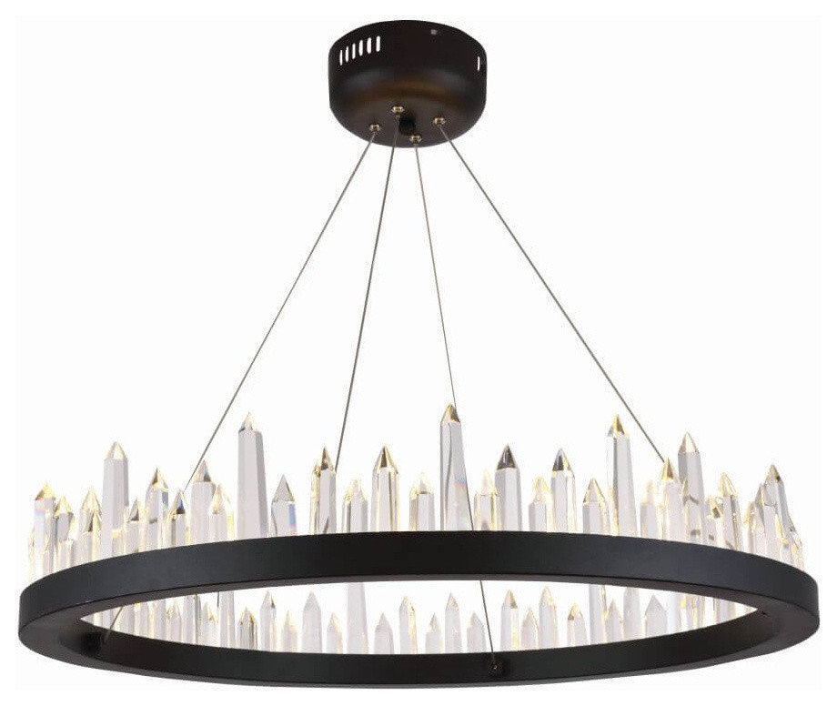 Elegant Lighting Malta LED Crystal Chandelier In Satin Dark Grey, 26.00 ...