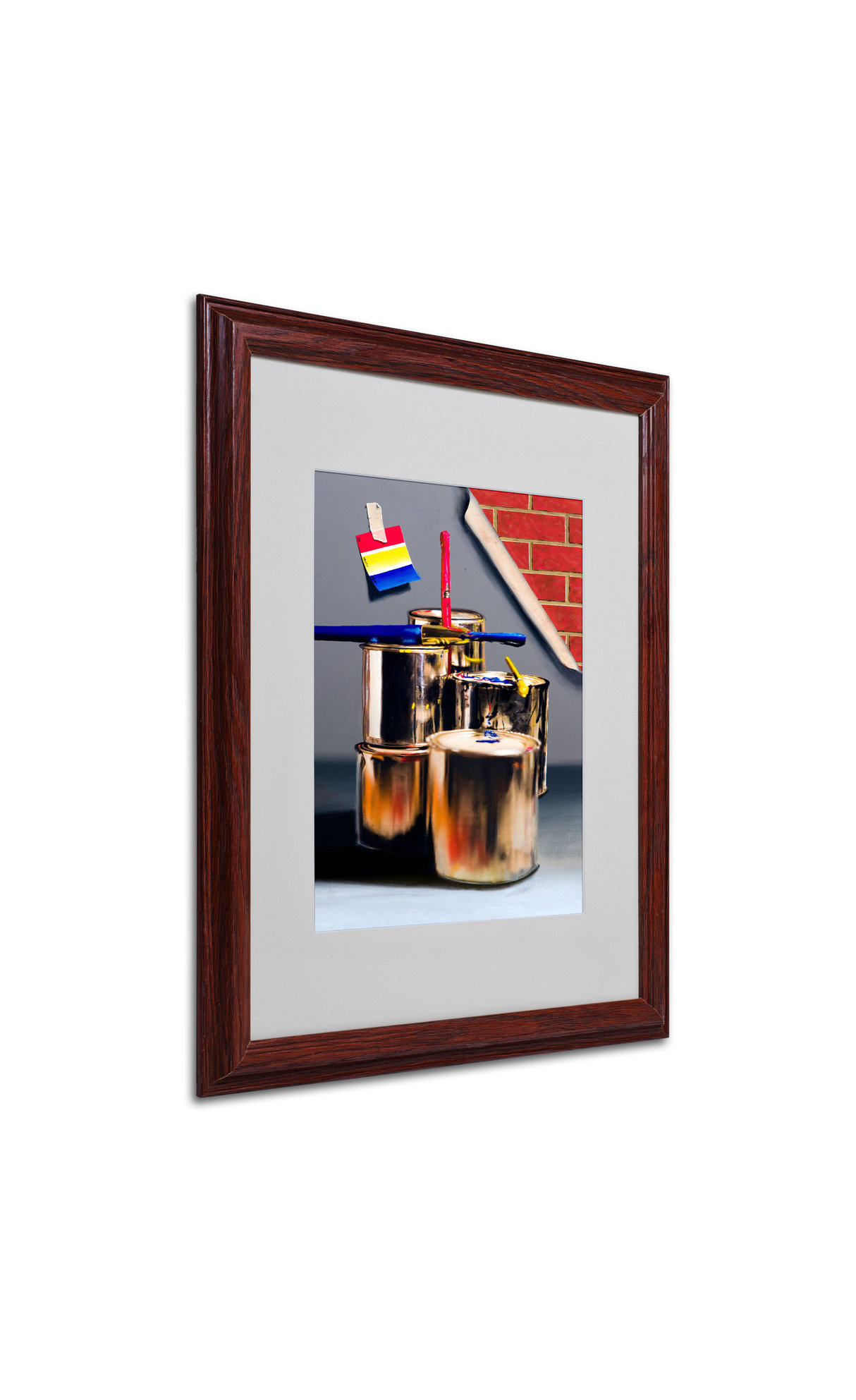 'Primary Colors 01' Matted Framed Canvas Art by Roderick Stevens, 16" x ...