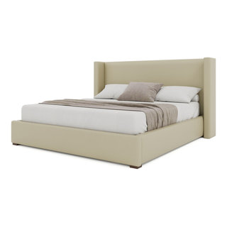 Aylet Plain Eco-Leather Low Bed, Queen - Transitional - Panel Beds - by ...