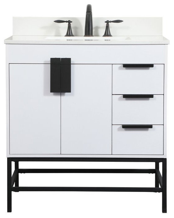 VF48832MBL-BS 32" Single Bathroom Vanity With Backsplash - Transitional - Bathroom Vanities And ...