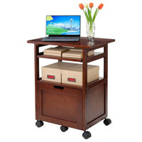 Pemberly Row Transitional Solid Wood Mobile Printer Stand in Walnut ...