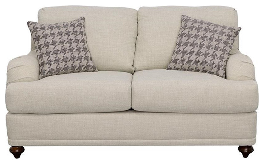 Pemberly Row Transitional Fabric Upholstered Cushion Back Loveseat ...