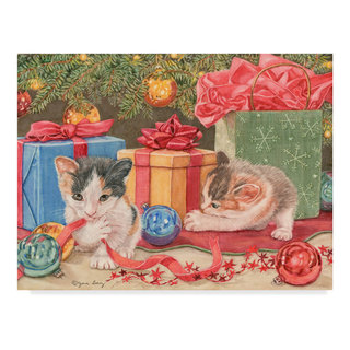 Jan Benz 'Santas Helpers Cats' Canvas Art, 32"x24" - Contemporary ...