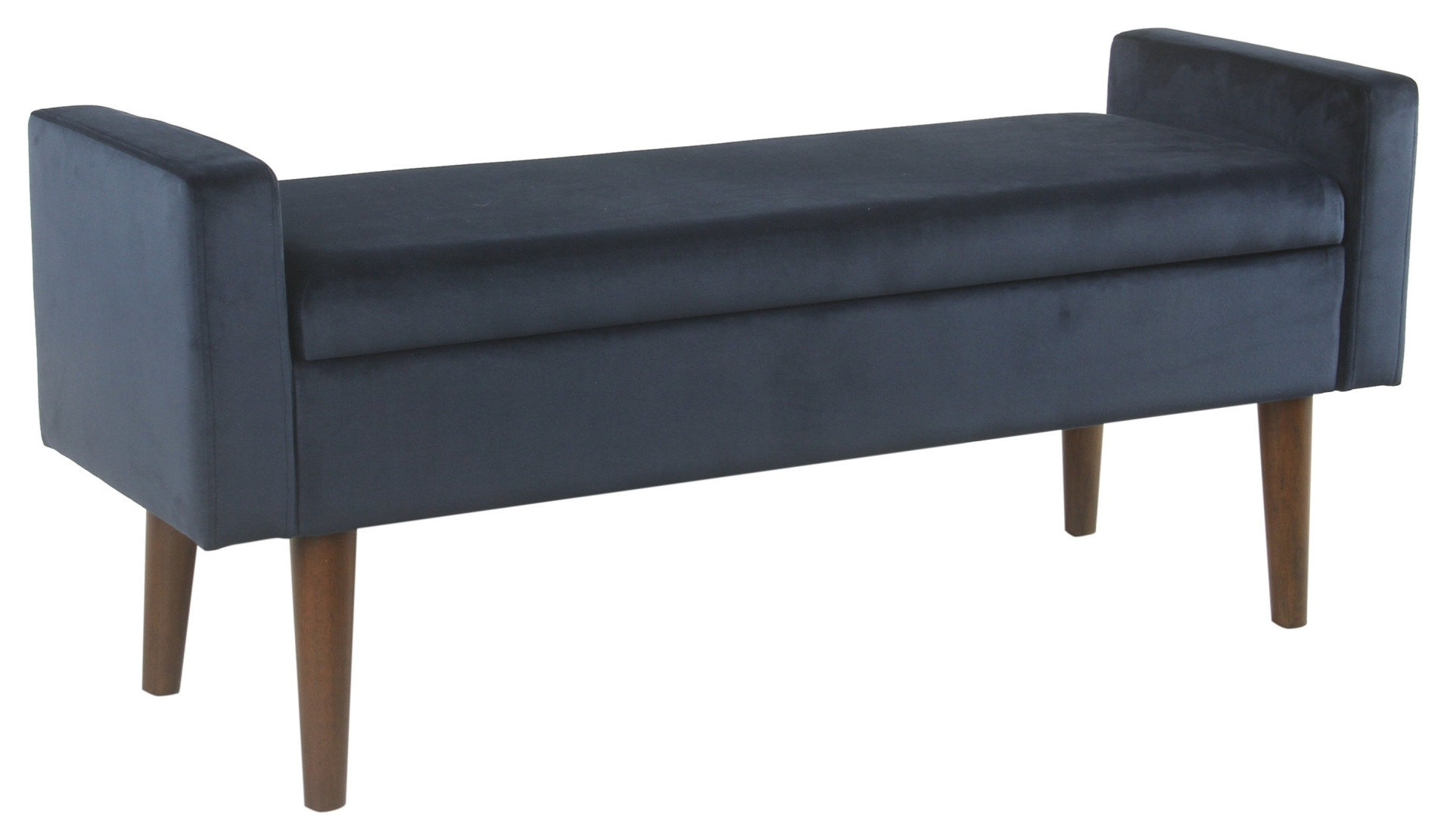Velvet Upholstered Wooden Bench With Lift Top Storage & Tapered Feet ...
