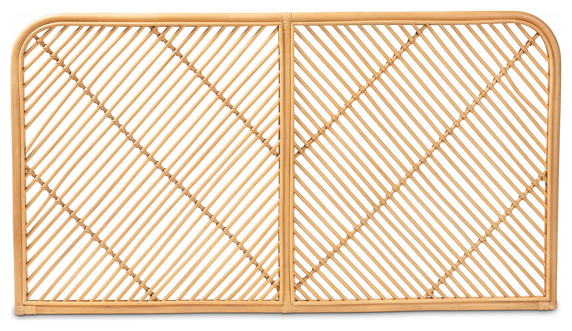 Sakina Modern Bohemian Natural Brown Rattan Queen Size Wall-mount ...