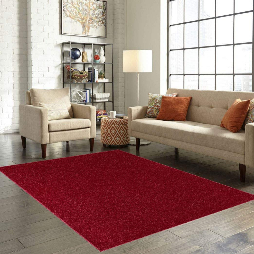 Color World Collection Way Solid Color Area Rugs, Burgundy, 4' Octagon ...