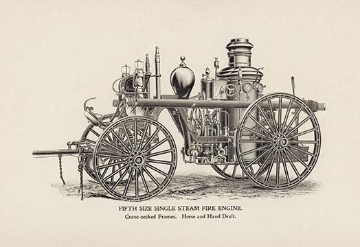 Fifth Size Single Steam Fire Engine: Crane-Necked Frames, 28" x 42 ...