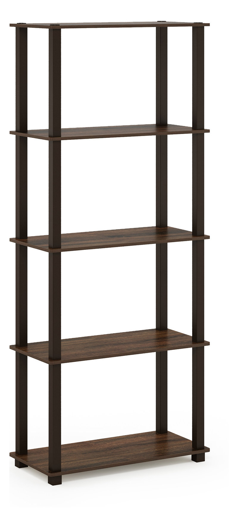 5-Tier Multipurpose Shelf Display Rack With Square Tubes, Walnut/Brown ...