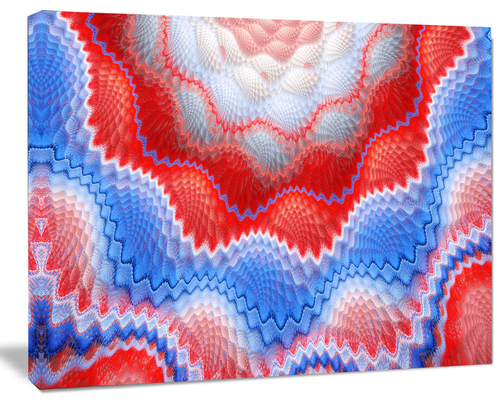 Red Blue Snake Skin Flower, Abstract Art on Canvas, 40"x30"x1.5 ...