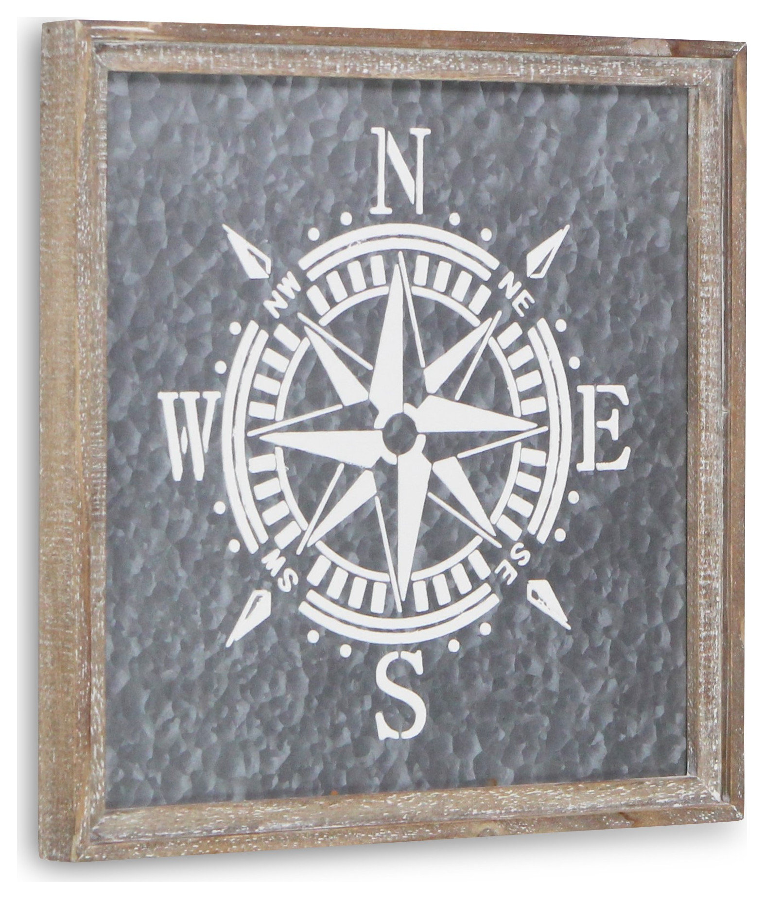Cowa Painted Compass on Galvanized Backdrop Wall Decor - Beach Style ...