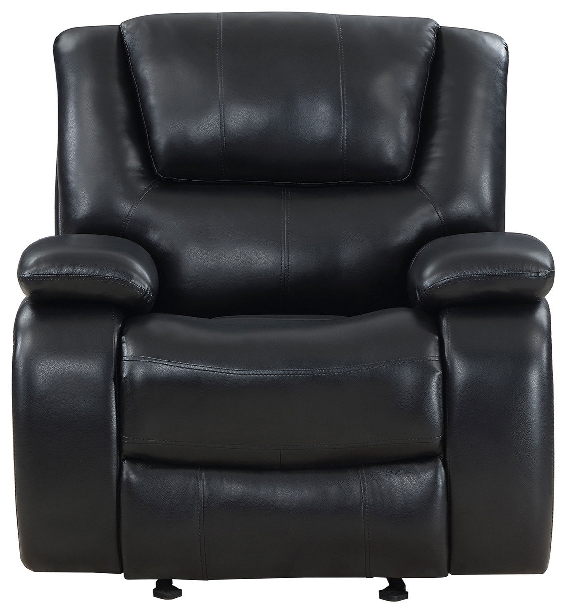Leatherette Manual Glider Recliner Chair With Pillow Armrests, Black ...