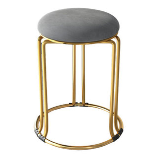 Nordic Suede and Leather Stacked Dining Round Stool - Contemporary ...