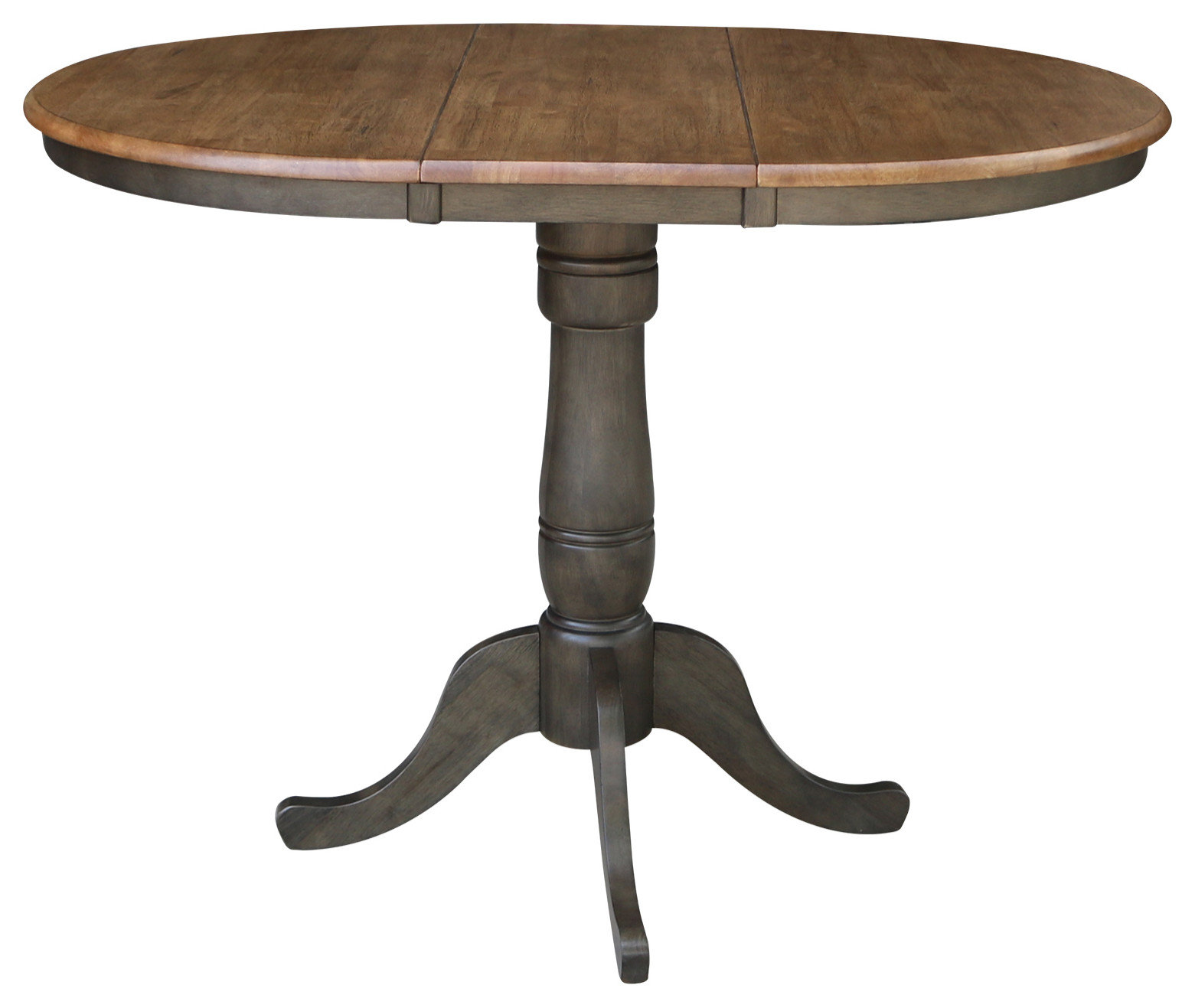 36" Round Top Pedestal Table With 12" Leaf, 35.3 Inch High ...