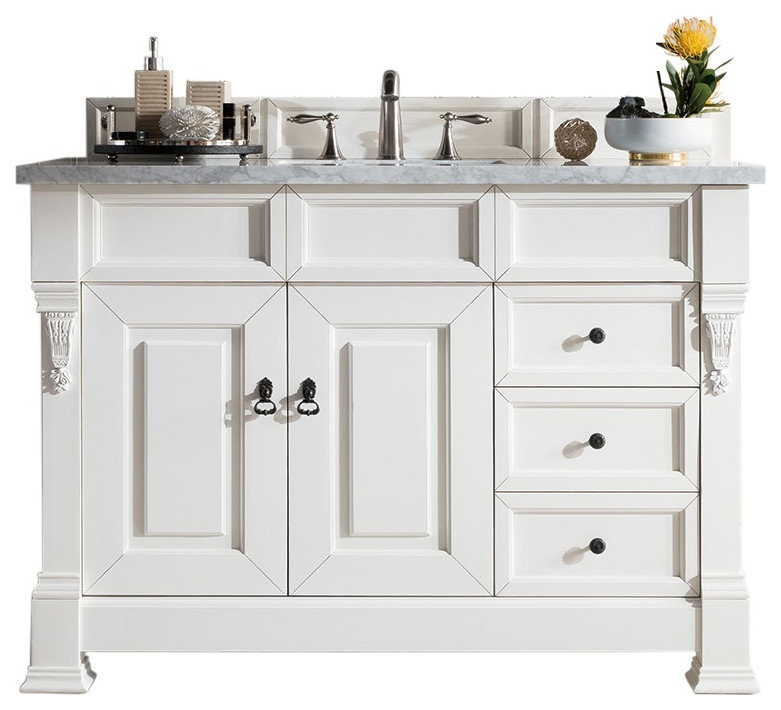 Brookfield 48" Bright White Vanity, Arctic Fall Solid Surface Top ...