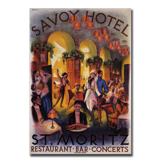 'Savoy Hotel St. Moritz' Canvas Art, 24" x 32" - Traditional - Prints ...