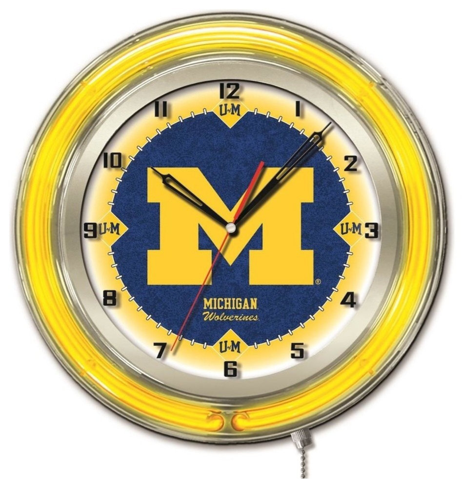Michigan 19" Neon Clock - Contemporary - Wall Clocks - by Holland Bar ...
