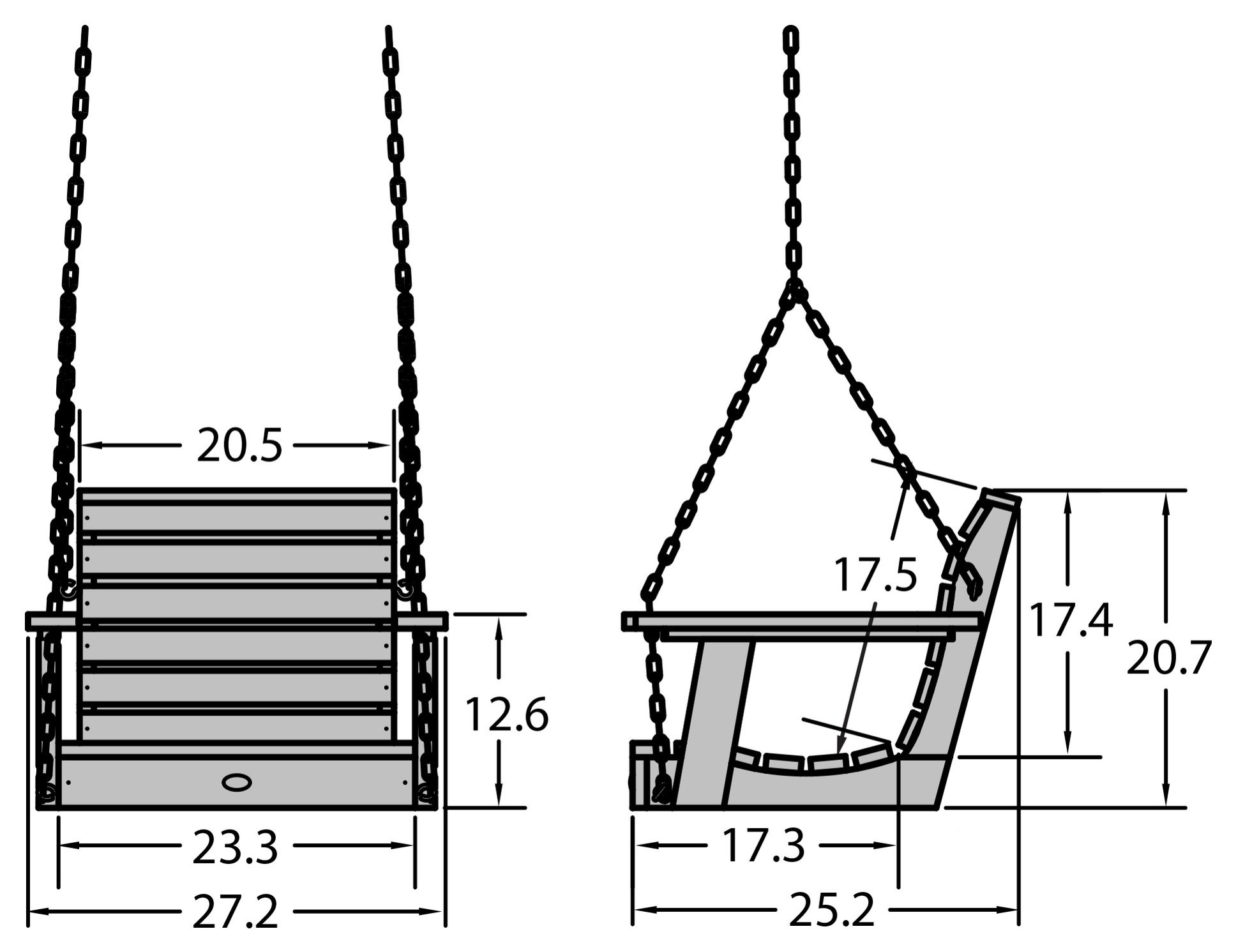 Weatherly Single Seat Swing, Weathered Acorn - Transitional - Porch ...