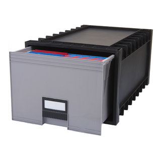 Plastic Archive Storage Box, Letter/Legal, 24-Inch Drawer, Black ...