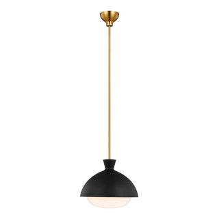 Lucerne One Light Large Pendant, Midnight Black and Burnished Brass ...