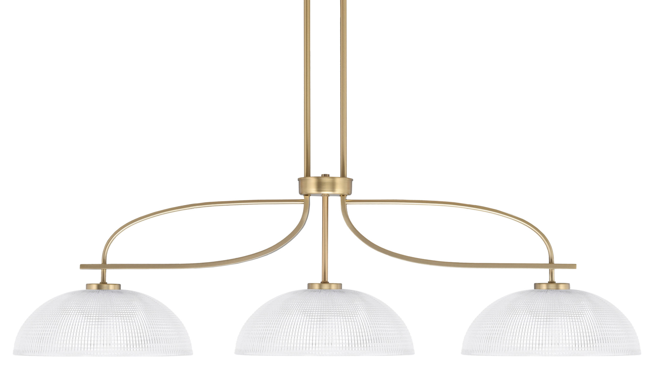 Cavella 3 Light Island Light, New Age Brass Finish, 13" Clear Ribbed ...