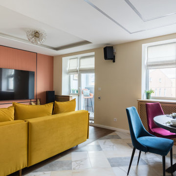 75 Yellow Wallpaper Living Room Ideas You'll Love - November, 2024 | Houzz