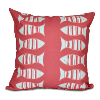 Something'S Fishy, Animal Print Pillow, 26" x 26" - Beach Style ...