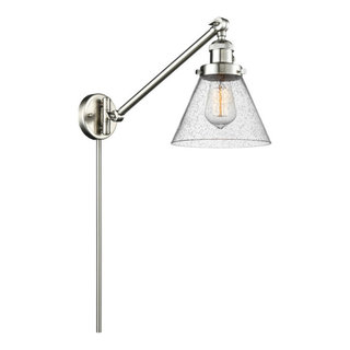 Innovations Large Cone 1-Light Swing Arm, Brushed Satin Nickel ...
