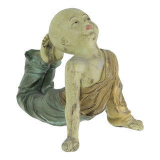 Beautiful Aged Finish Child Monk Yoga Bow Pose Statue 8,5 Inches High ...