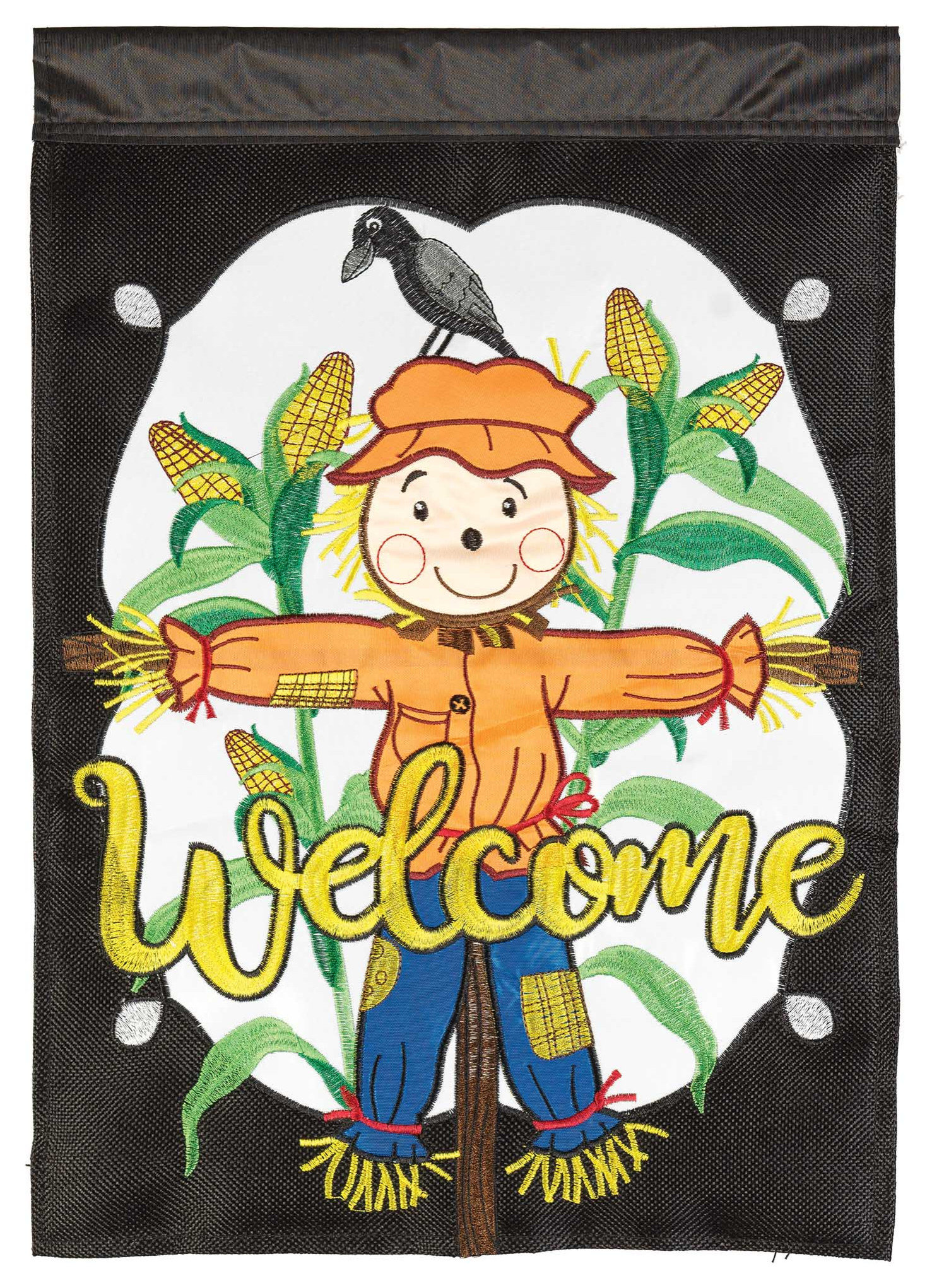 Fall Welcome Scarecrow Flag, Polyester, Large - Traditional - Flags And ...