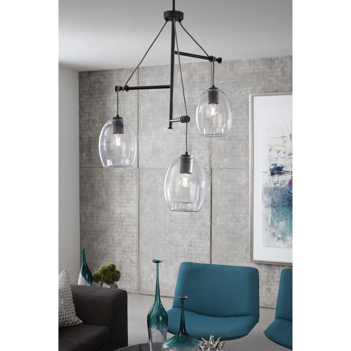 Caisson Collection Graphite 3-Light Pendant - Transitional - Pendant ...