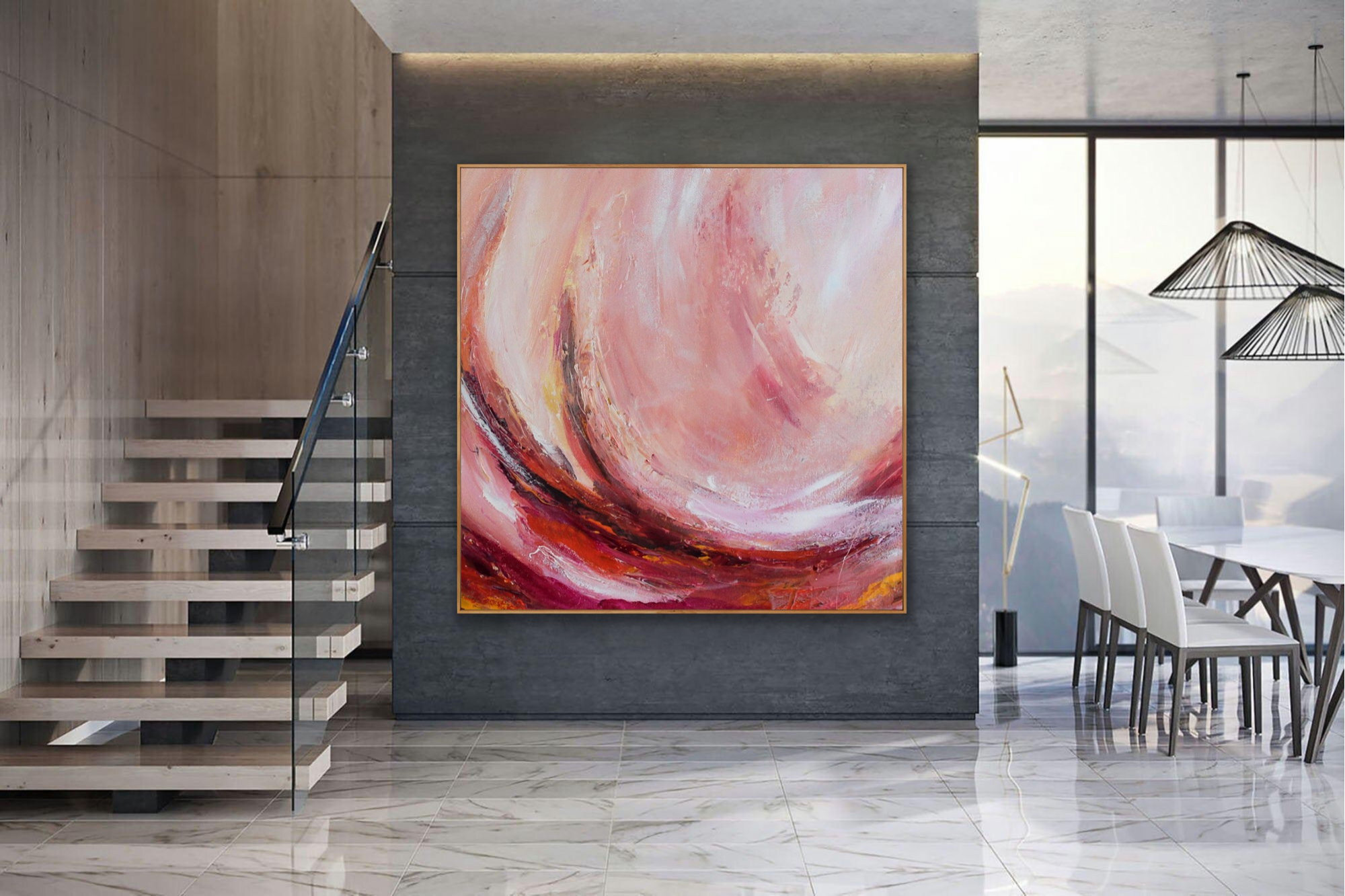 "Blush" 60x60 inches Red Contemporary Art Large Modern Painting ...