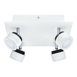 4x6.7W LED Square Track Light, White & Black Finish, 4 Light ...