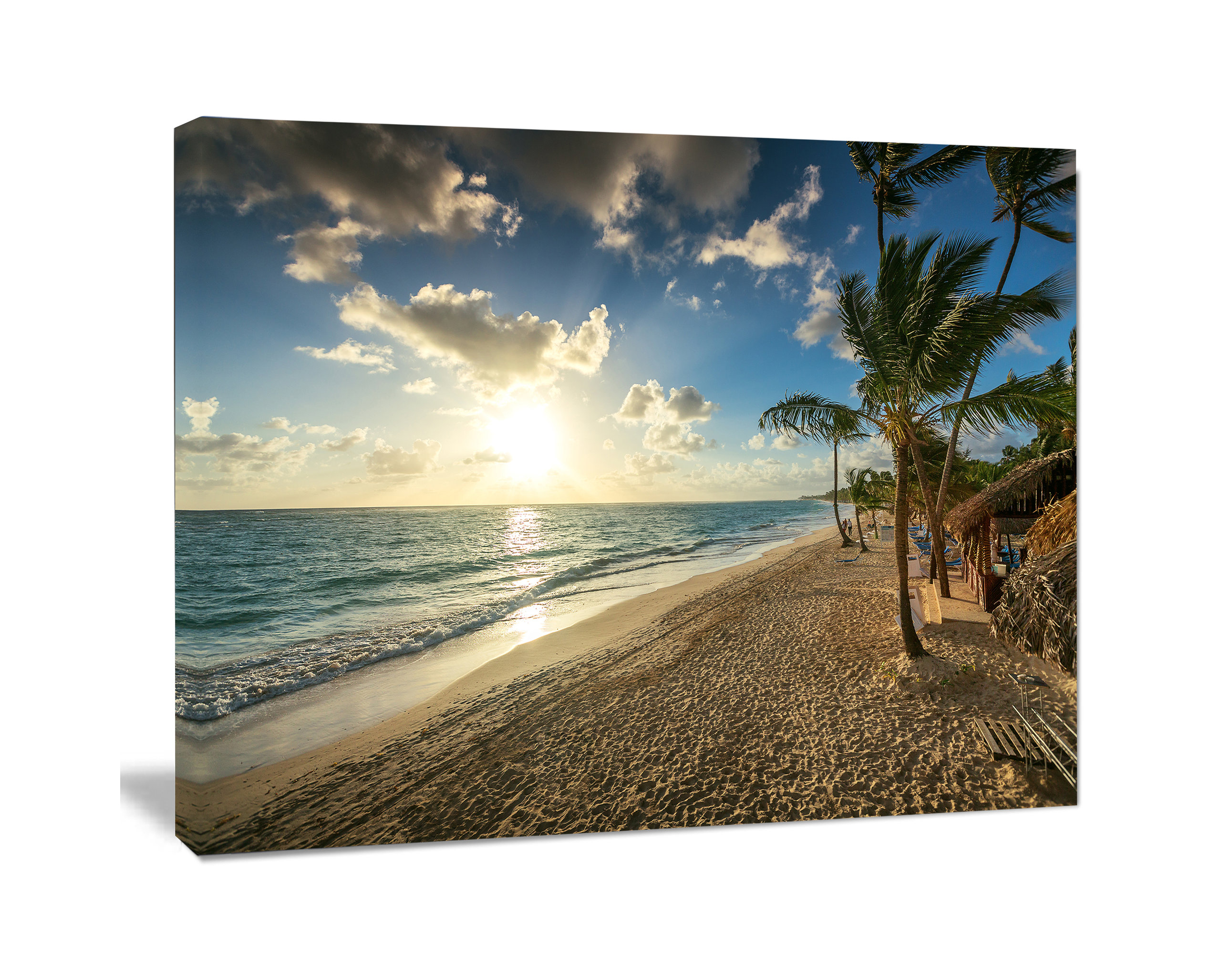 Beautiful Caribbean Vacation Beach, Large Beach Canvas Wall Art, 60"x28 ...