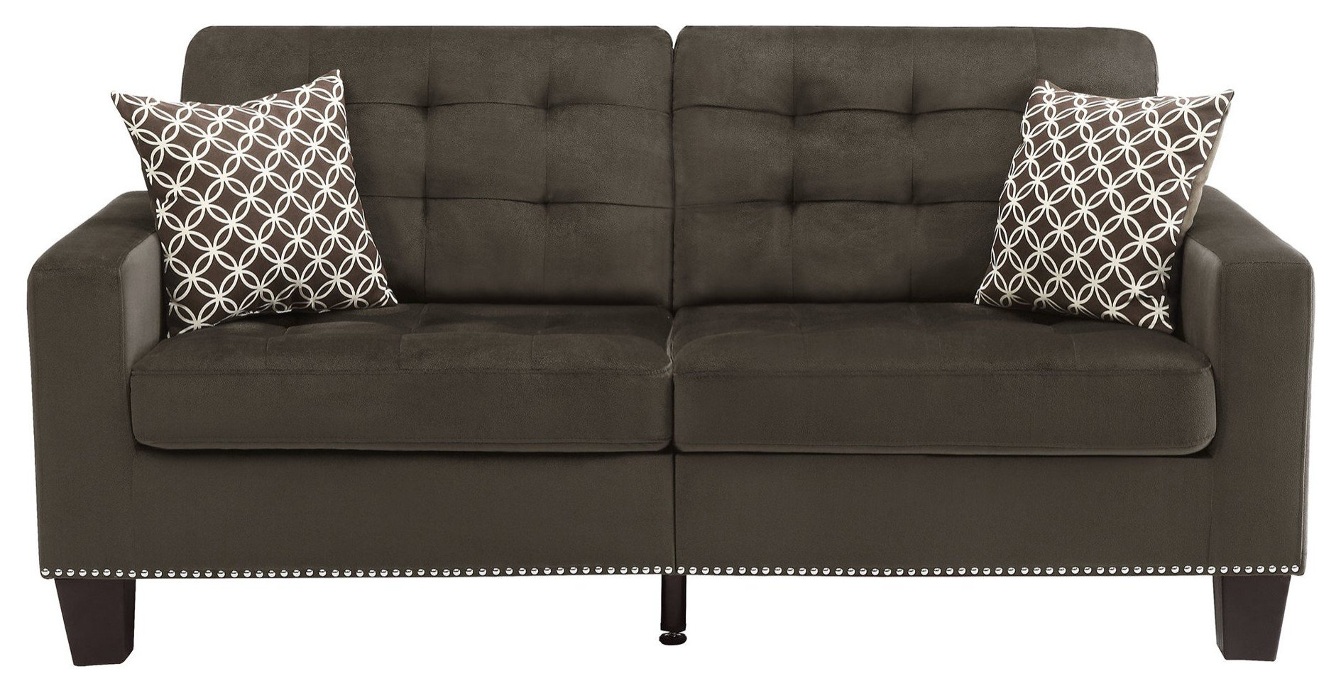 Elegant Sofa, Microfiber Upholstery With Biscuits Tufting & Nailhead ...