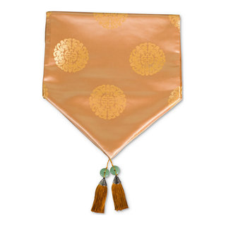 50-Inch Gold Silk Chinese Longevity Table Runner - Asian - Table ...
