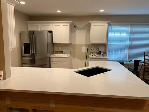 SW Alabaster cabinet and backsplash clash!