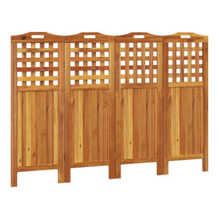 vidaXL 4 Panel Room Divider Privacy Screen Folding 4 Panel Solid Wood ...